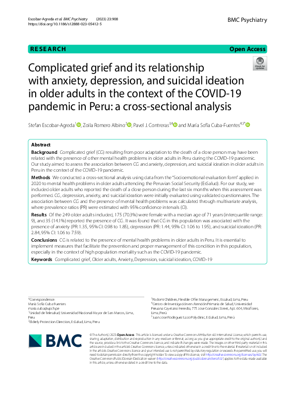 (PDF) Complicated grief and its relationship with anxiety, depression ...