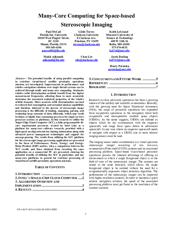 (PDF) Many-Core Computing for Satellite Imaging