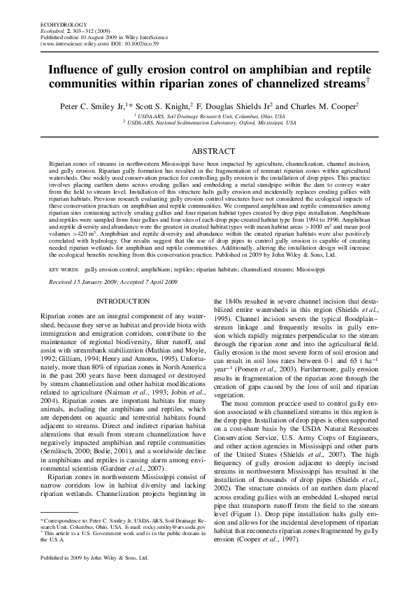 (PDF) Influence of gully erosion control on amphibian and reptile ...
