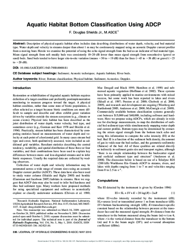 (PDF) Aquatic Habitat Bottom Classification Using ADCP