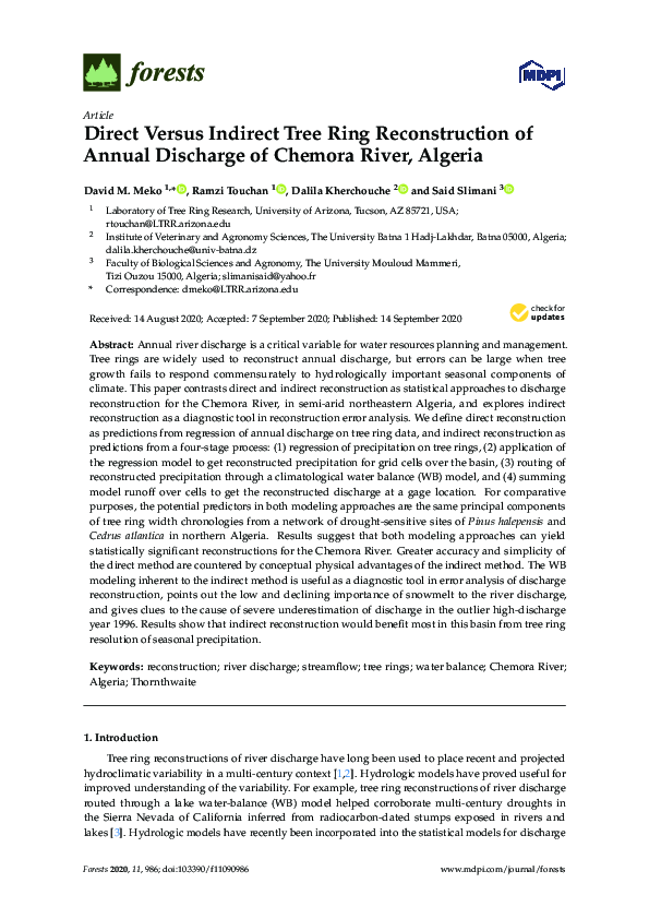 (PDF) Direct Versus Indirect Tree Ring Reconstruction of Annual ...