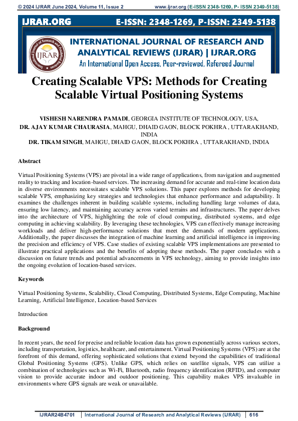(PDF) Creating Scalable VPS: Methods for Creating Scalable Virtual Positioning Systems