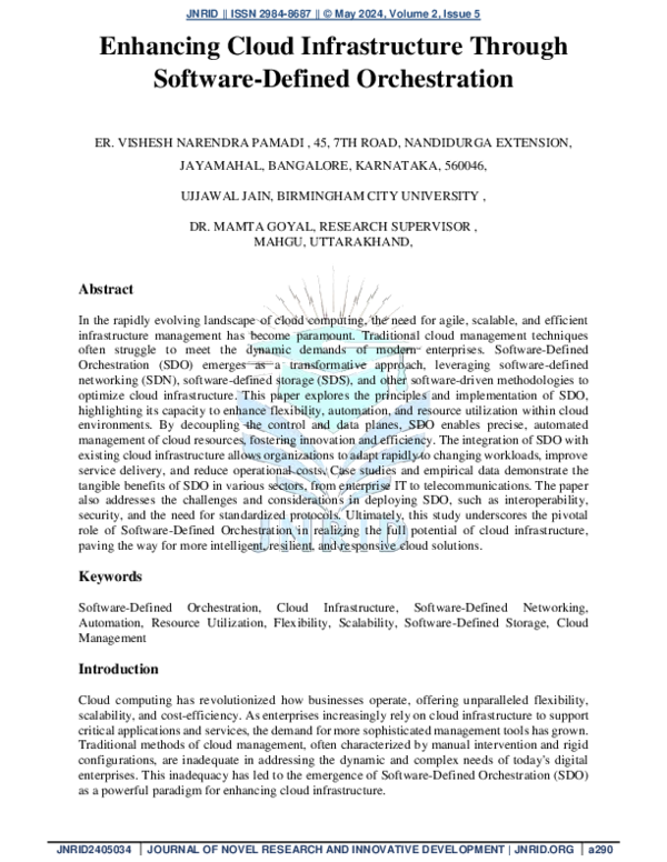 (PDF) Enhancing Cloud Infrastructure Through Software-Defined Orchestration