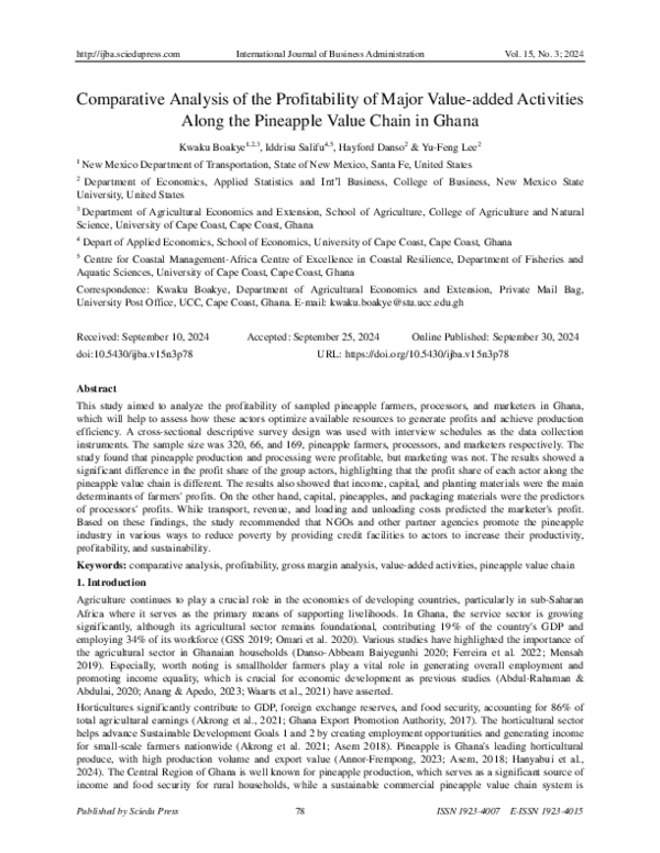 (PDF) Comparative Analysis of the Profitability of Major Value-added ...