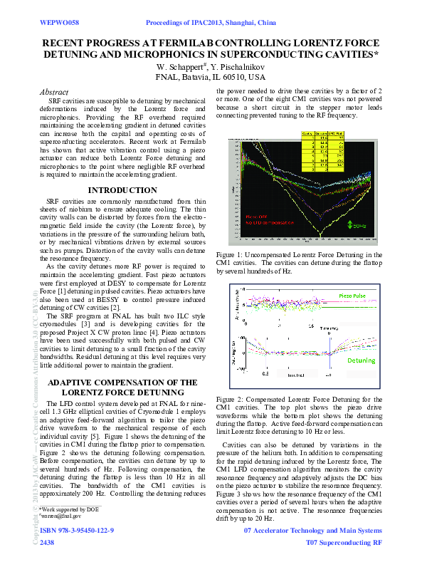 (PDF) Recent Progress at Fermilab Controlling Lorentz Force Detuning ...