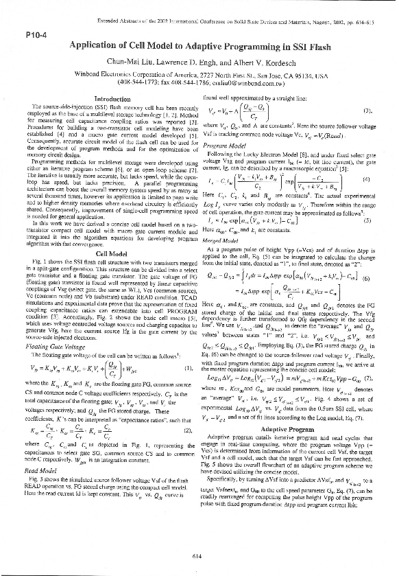 (PDF) Application of Cell Model to Adaptive Programming in SSI Flash | Mike C. Liu - Academia.edu