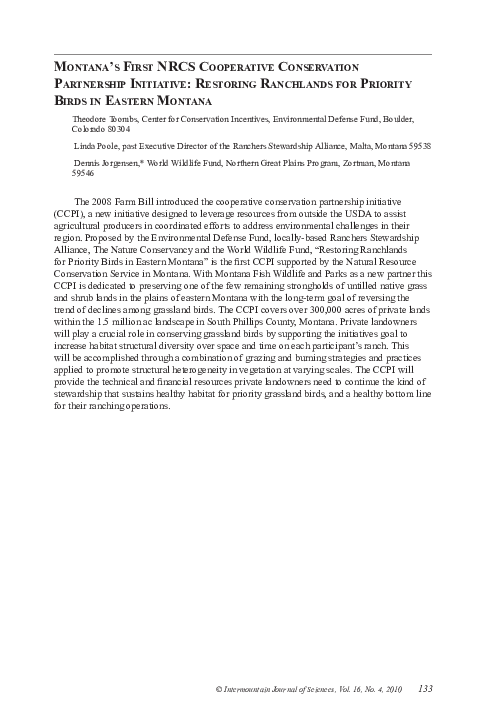 (PDF) Montana’s First NRCS Cooperative Conservation Partnership ...
