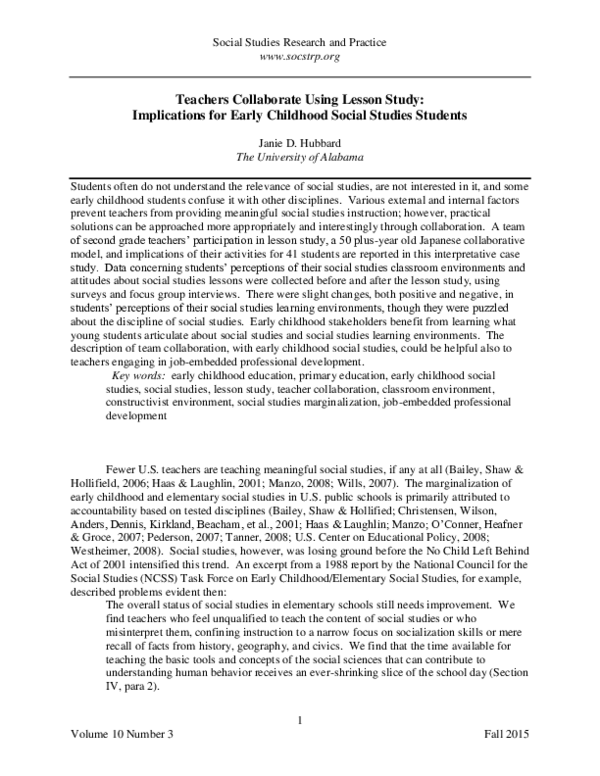 (PDF) Teachers Collaborate Using Lesson Study: Implications for Early ...