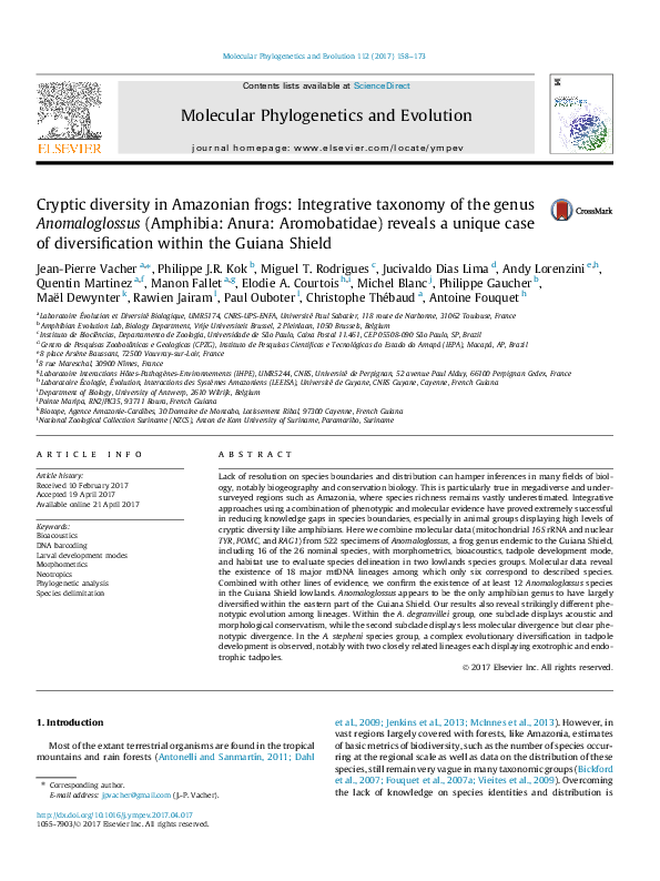 (PDF) Cryptic diversity in Amazonian frogs: Integrative taxonomy of the ...