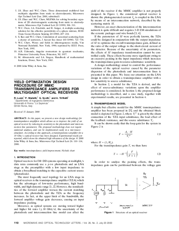 (PDF) Yield optimization design procedure of MMIC transimpedance ...