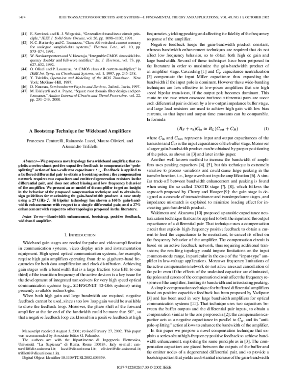 (PDF) A bootstrap technique for wideband amplifiers