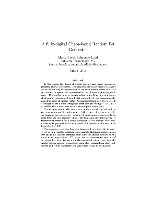 (PDF) A Fully-Digital Chaos-Based Random Bit Generator