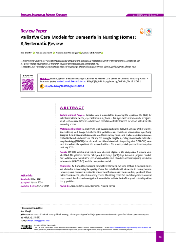 (PDF) Palliative Care Models for Dementia in Nursing Homes: A ...