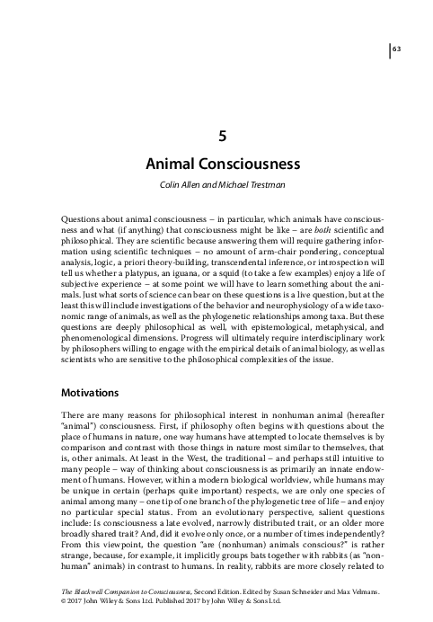(PDF) Animal Consciousness