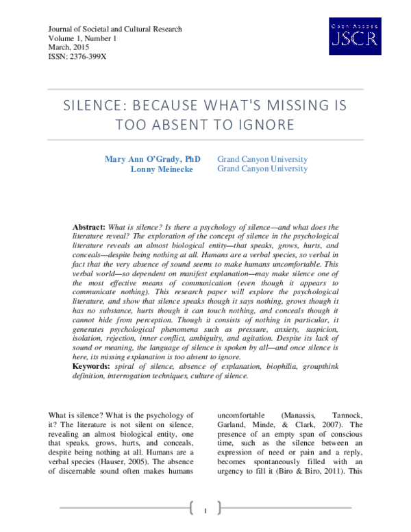 (PDF) Silence: Because What's Missing is Too Absent to Ignore