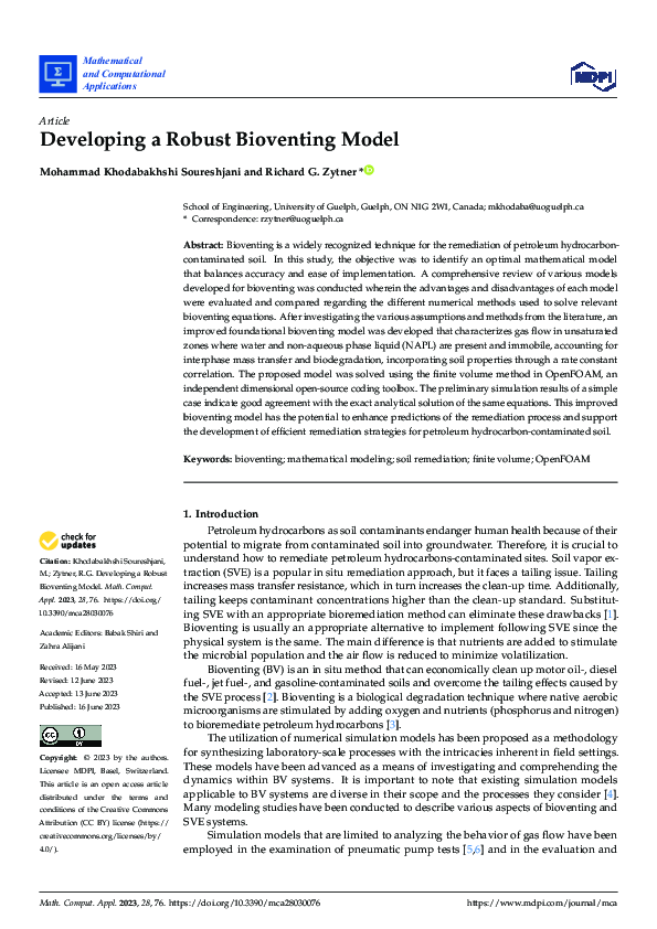 (PDF) Developing a Robust Bioventing Model
