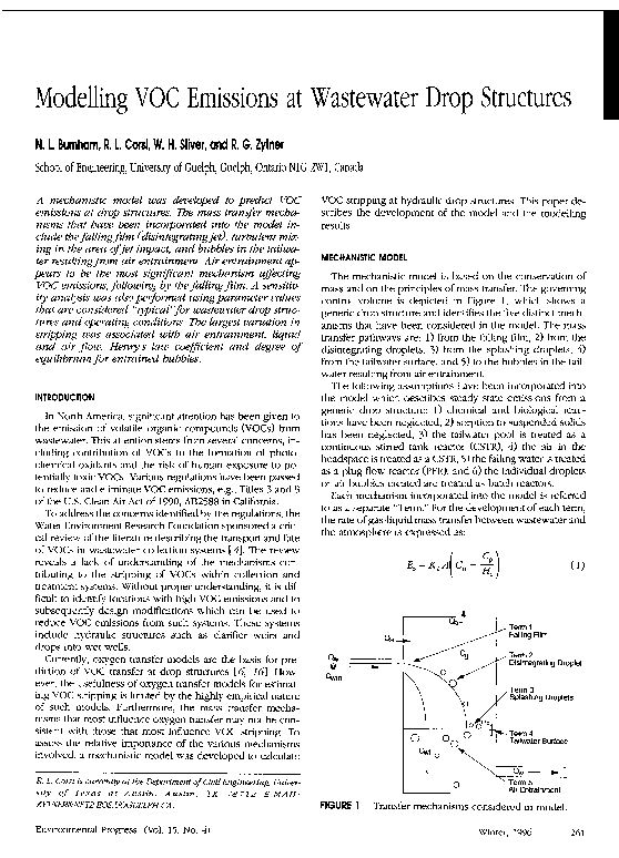 (PDF) Modelling VOC emissions at wastewater drop structures