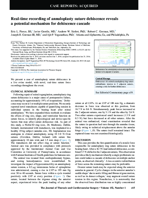 (PDF) Real-time recording of annuloplasty suture dehiscence reveals a ...
