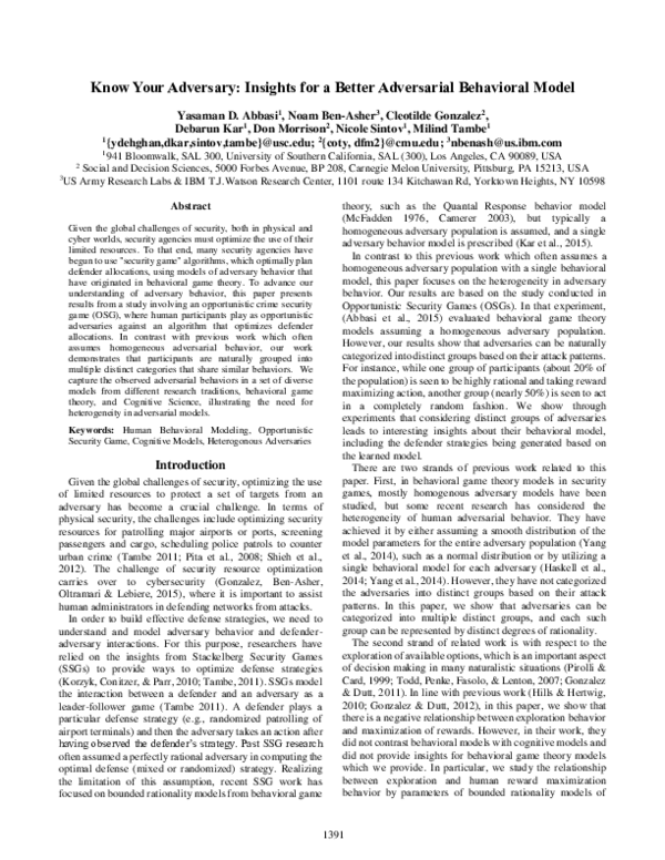 (PDF) Know Your Adversary: Insights for a Better Adversarial Behavioral ...