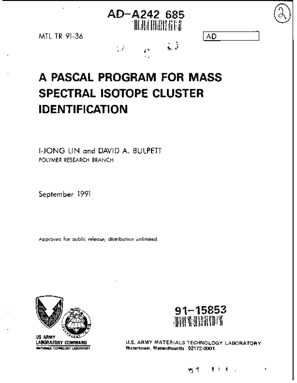 (PDF) A Pascal Program for Mass Spectral Isotope Cluster Identification