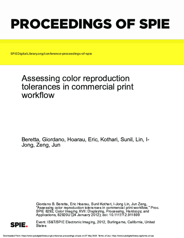 (PDF) Assessing color reproduction tolerances in commercial print workflow
