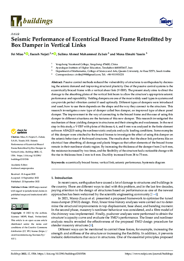 (PDF) Seismic Performance of Eccentrical Braced Frame Retrofitted by ...