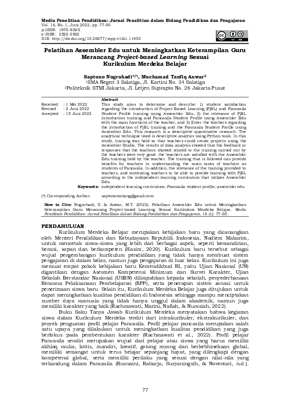 (PDF) Pelatihan Assembler Edu untuk Meningkatkan Keterampilan Guru ...