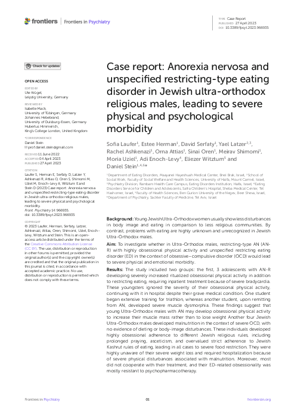 (PDF) Case report: Anorexia nervosa and unspecified restricting-type ...