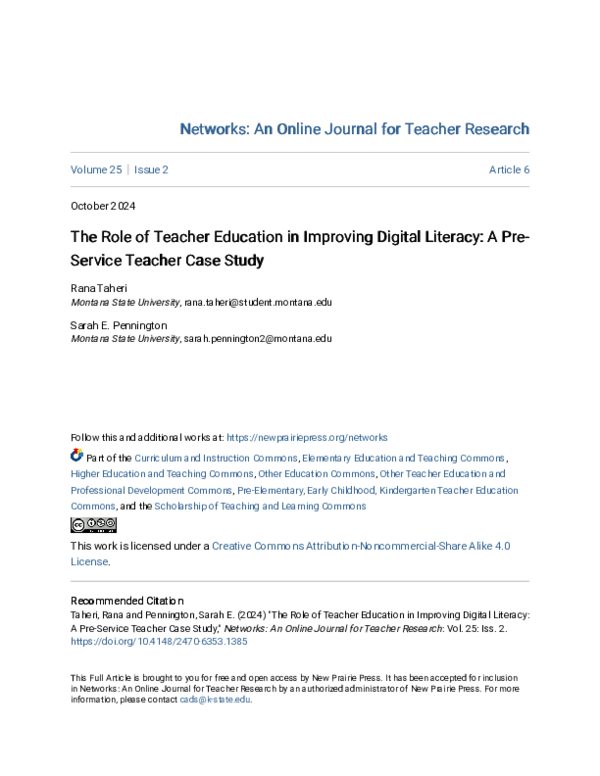 (PDF) The Role of Teacher Education in Improving Digital Literacy: A ...