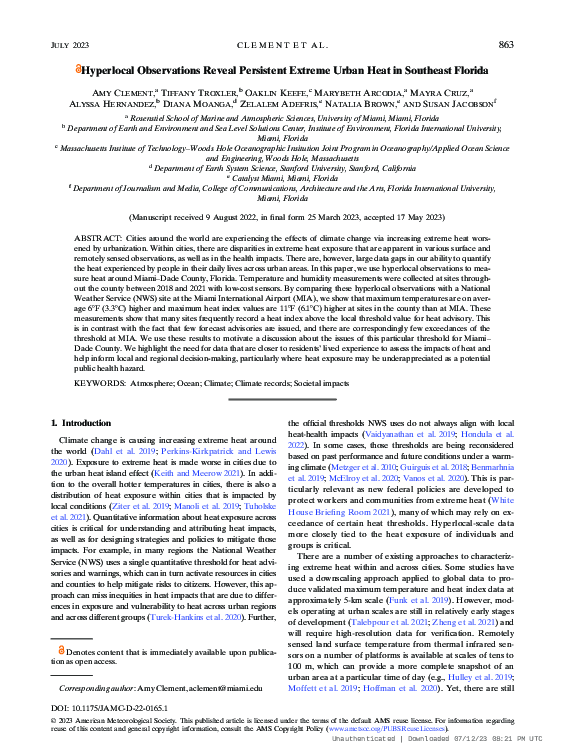 (PDF) Hyperlocal Observations Reveal Persistent Extreme Urban Heat in ...
