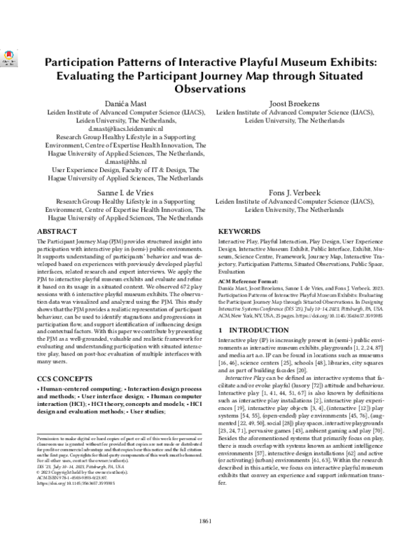 (PDF) Participation Patterns of Interactive Playful Museum Exhibits ...