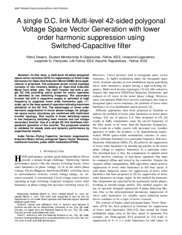 (PDF) A single D.C. link Multi-level 42-sided polygonal Voltage Space ...