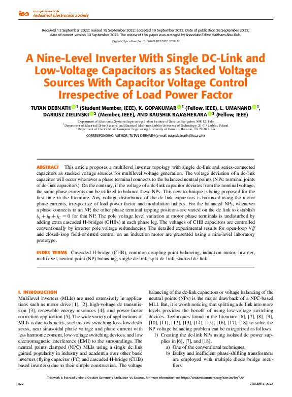 (PDF) A Nine-Level Inverter With Single DC-Link and Low-Voltage ...
