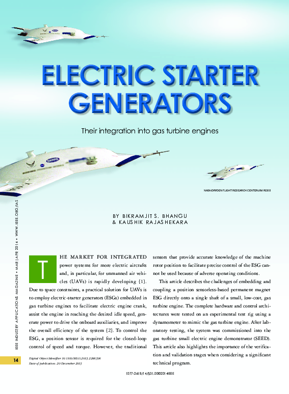 (PDF) Electric Starter Generators: Their Integration into Gas Turbine ...