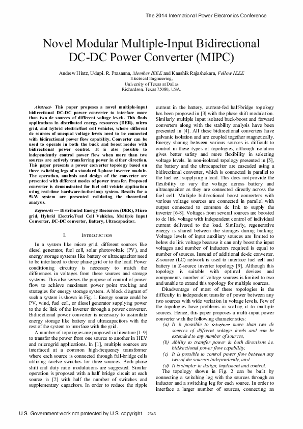 (PDF) Modular Bidirectional DC-DC Converter for Multiple Inputs