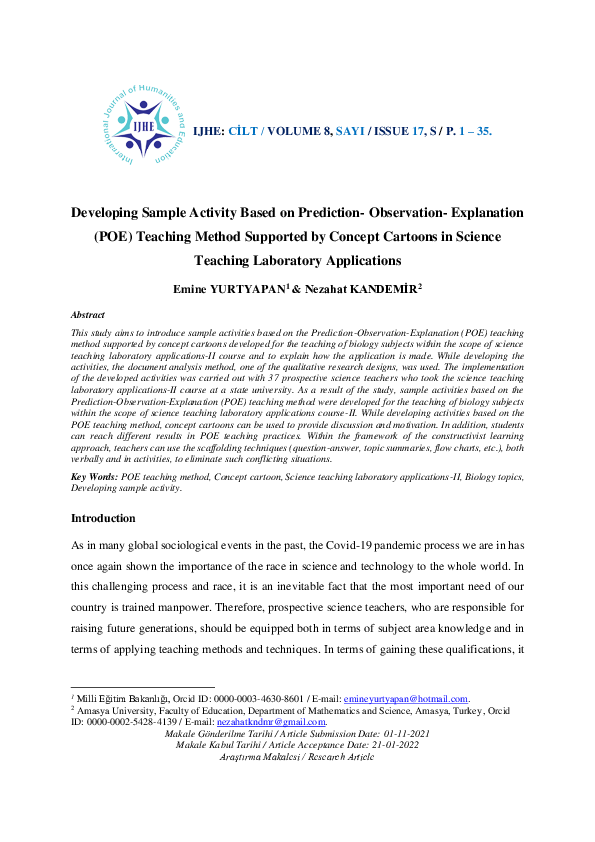 (PDF) Developing Sample Activity Based on Prediction- Observation- Explanation (POE) Teaching ...