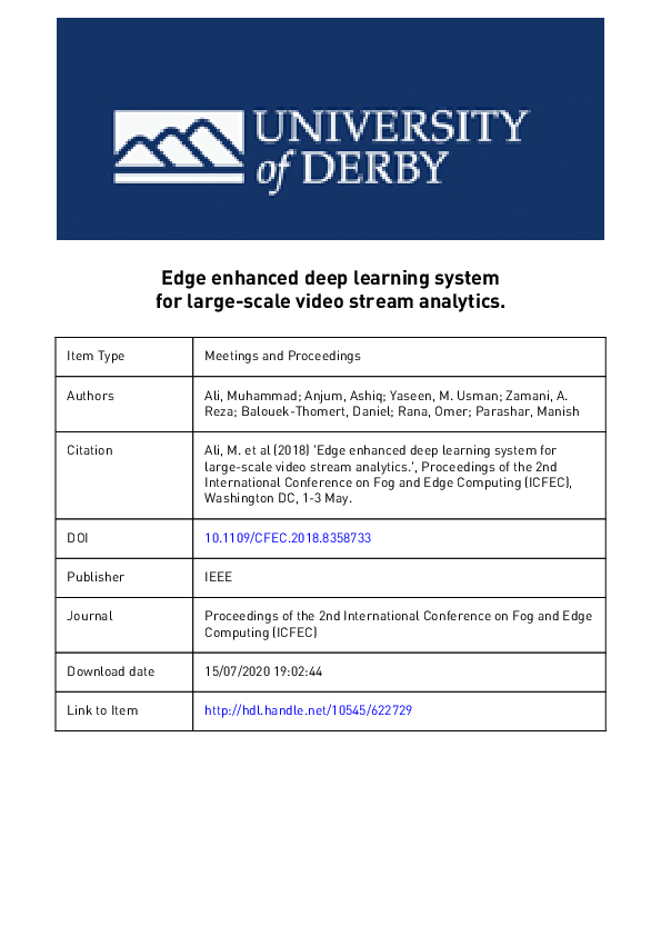 (PDF) Edge Enhanced Deep Learning System for Large-Scale Video Stream Analytics
