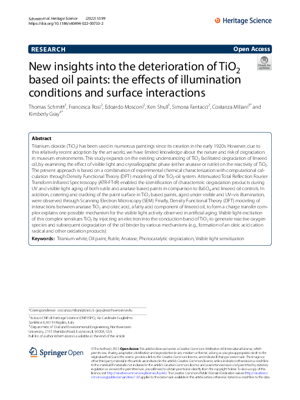 (PDF) New insights into the deterioration of TiO2 based oil paints: the ...