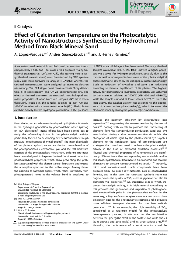 (PDF) Calcination Temperature Effects on Photocatalytic Activity of CaSb2O6