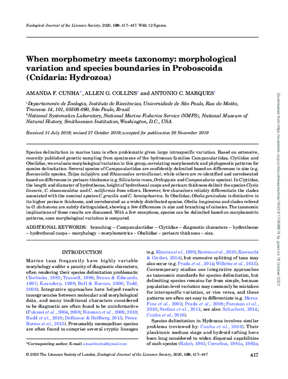 (PDF) When morphometry meets taxonomy: morphological variation and ...
