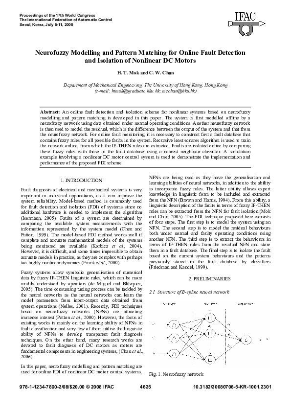 (PDF) Neurofuzzy Modelling and Pattern Matching for Online Fault Detection and Isolation of ...
