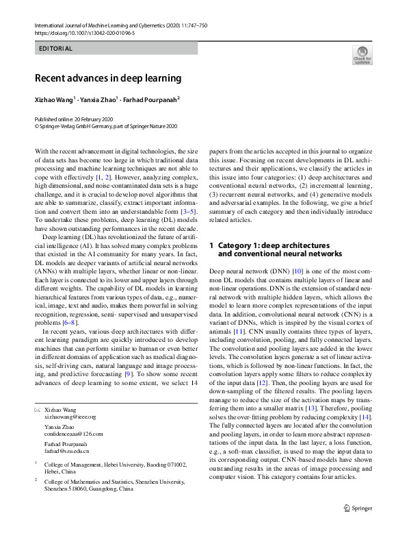 (PDF) Recent advances in deep learning