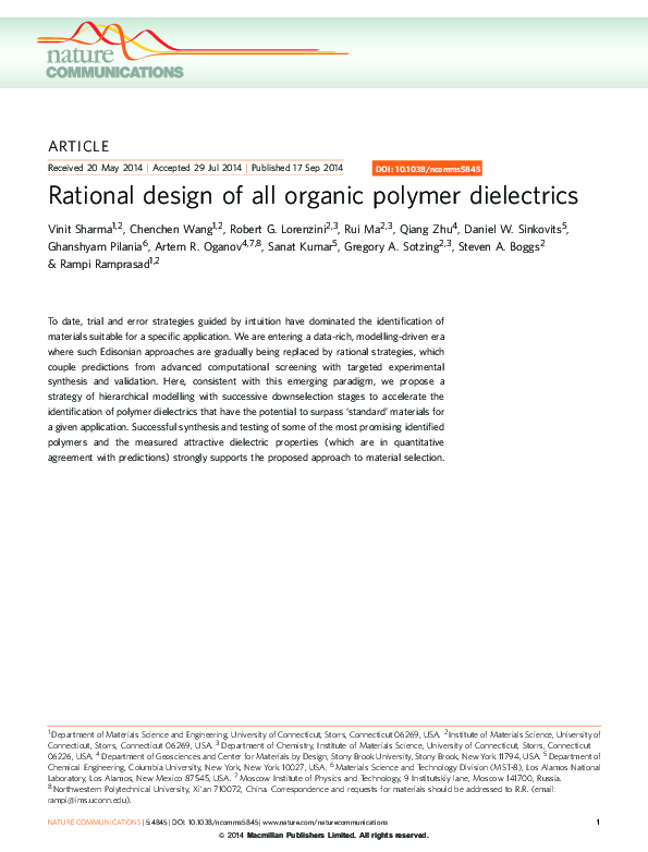 (PDF) Rational design of all organic polymer dielectrics