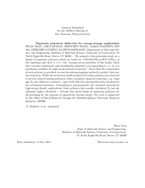 (PDF) Organotin polymeric dielectrics for energy-storage applications