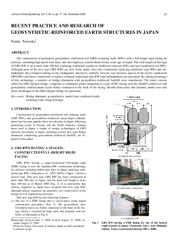 (PDF) Recent Practice and Research of Geosynthetic-Reinforced Earth ...