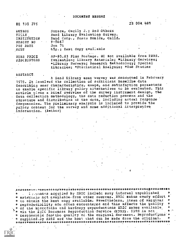 (PDF) Rand Library Evaluation Survey