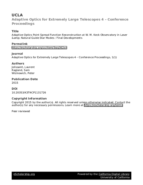 (PDF) Adaptive Optics Point Spread Function Reconstruction at W. M ...
