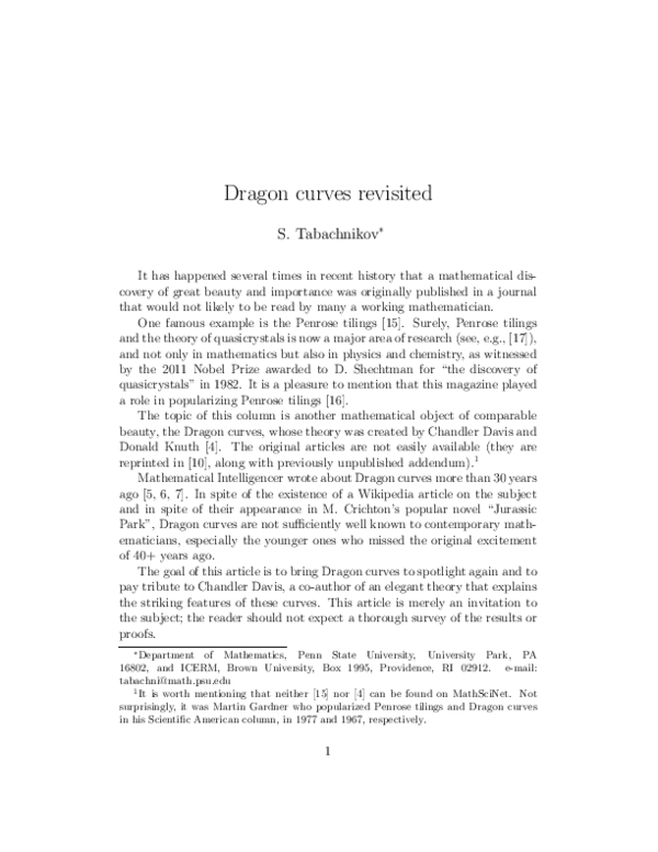 (PDF) Dragon Curves Revisited
