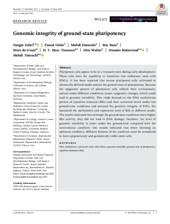 (PDF) Genomic integrity of ground‐state pluripotency