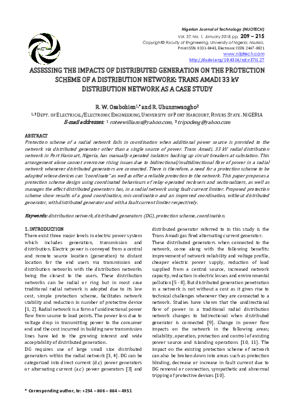 Pdf Assessing The Impacts Of Distributed Generation On The Protection